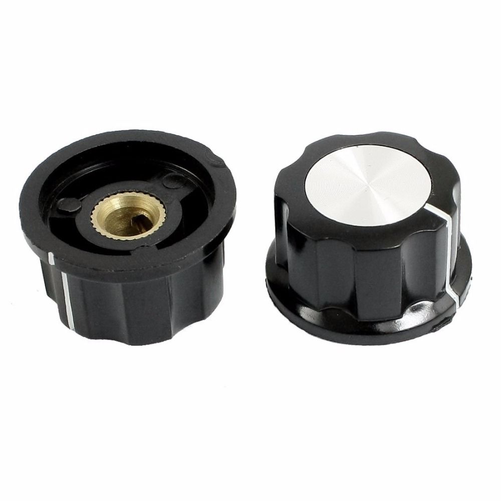 Black Rotary Control Knob For 6mm Knurled Shaft Potentiometer